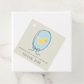 Elegant Rubber Ducky Ribbon Baby Shower Favor Tags | Zazzle