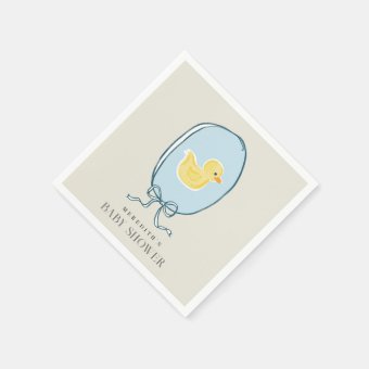 Elegant Rubber Ducky Ribbon Baby Shower Napkins | Zazzle
