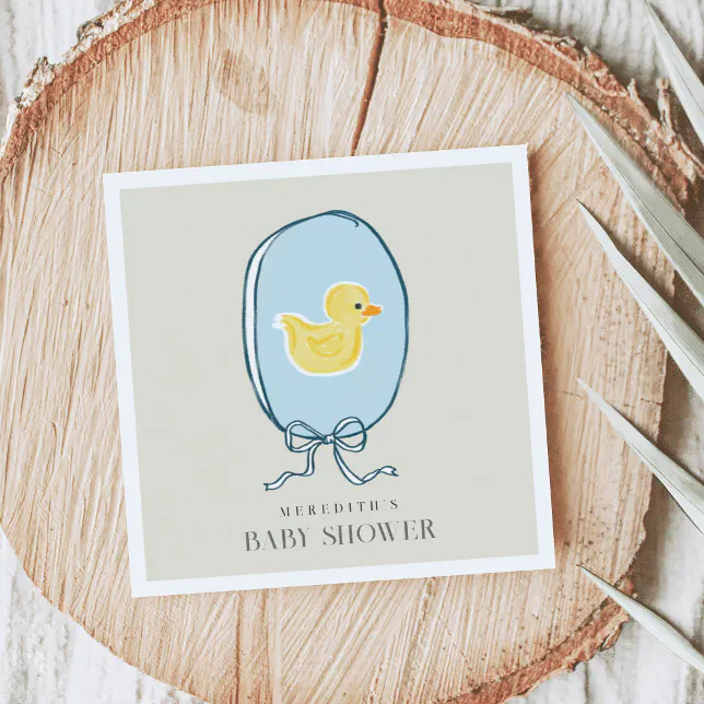 Elegant Rubber Ducky Ribbon Baby Shower Napkins | Zazzle