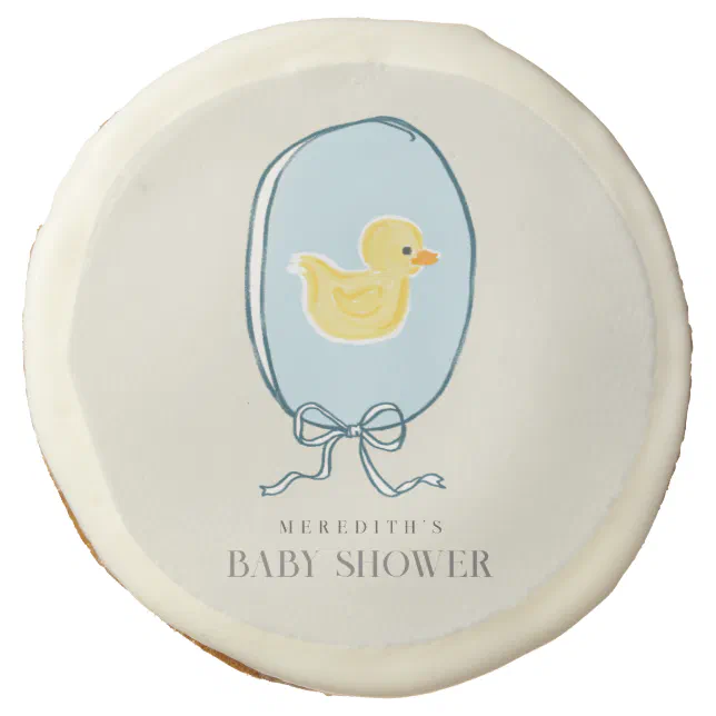 Elegant Rubber Ducky Ribbon Baby Shower Sugar Cookie | Zazzle