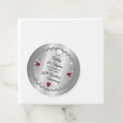 Elegant Ruby | Diamonds 40th Wedding Anniversary Favor Tags | Zazzle