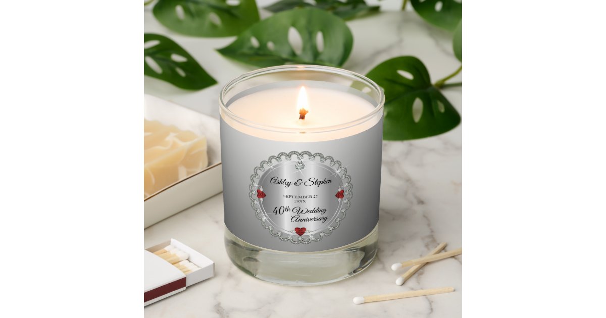 Elegant Ruby | Diamonds 40th Wedding Anniversary Scented Candle | Zazzle