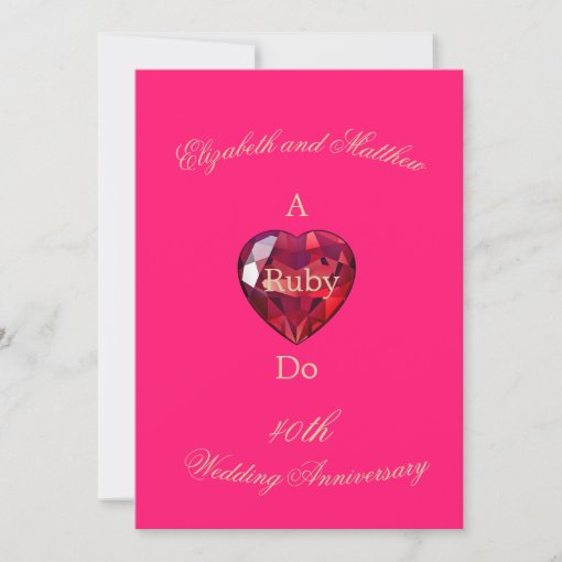 Elegant Ruby Do 40th Wedding Anniversary Invitation | Zazzle