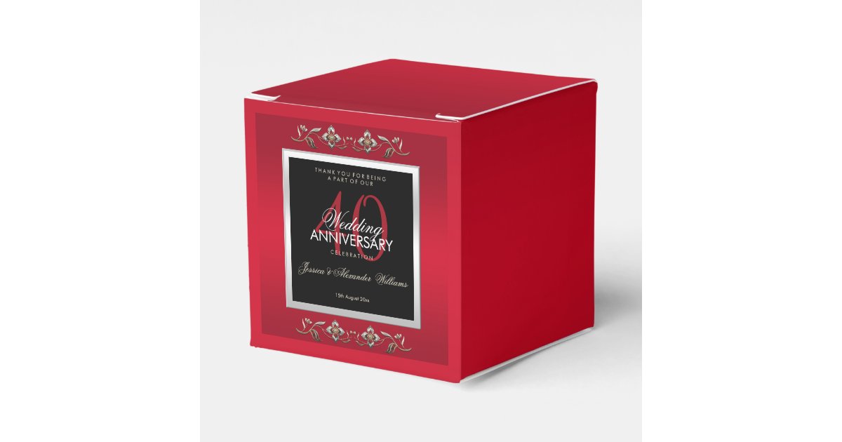 Elegant Ruby Jewels 40th Wedding Anniversary Favor Boxes | Zazzle