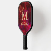 Elegant Ruby Red Gold Monogram Initial Name Pickleball Paddle | Zazzle