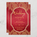 Elegant Ruby Red Gold Ornate Wedding Invitation | Zazzle