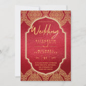 Elegant Ruby Red Gold Ornate Wedding Invitation | Zazzle