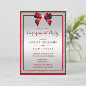 Elegant Ruby Red & Silver Glitter Engagement Party Invitation | Zazzle