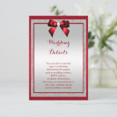 Elegant Ruby Red & Silver Glitter Wedding Details Enclosure Card | Zazzle