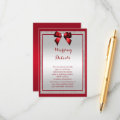 Elegant Ruby Red & Silver Glitter Wedding Details Enclosure Card | Zazzle