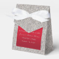 Elegant Ruby Red, Silver Glitter Wedding Favor Boxes | Zazzle