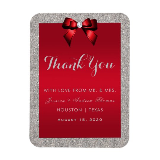 Elegant Ruby Red, Silver Glitter Wedding Magnet | Zazzle.com