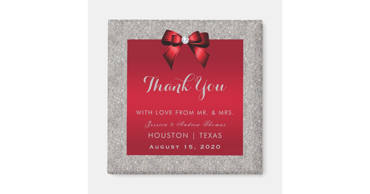 Elegant Ruby Red, Silver Glitter Wedding Magnet | Zazzle