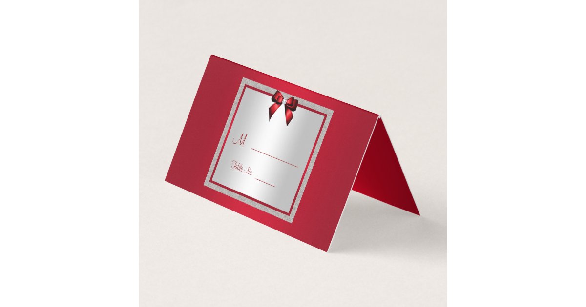 Elegant Ruby Red & Silver Glitter Wedding Place Card | Zazzle.com