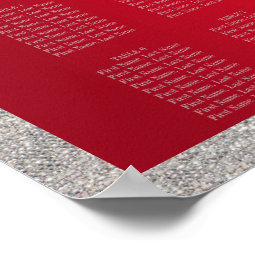 Elegant Ruby Red, Silver Glitter Wedding Poster | Zazzle