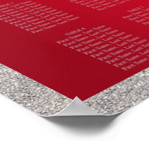 Elegant Ruby Red, Silver Glitter Wedding Poster | Zazzle