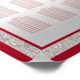 Elegant Ruby Red & Silver Glitter Wedding Poster | Zazzle