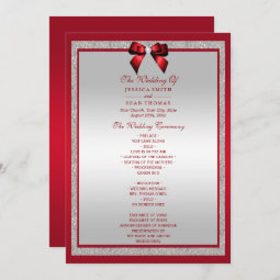 Elegant Ruby Red & Silver Glitter Wedding Program | Zazzle
