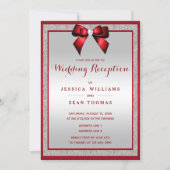 Elegant Ruby Red Silver Glitter Wedding Reception Invitation | Zazzle