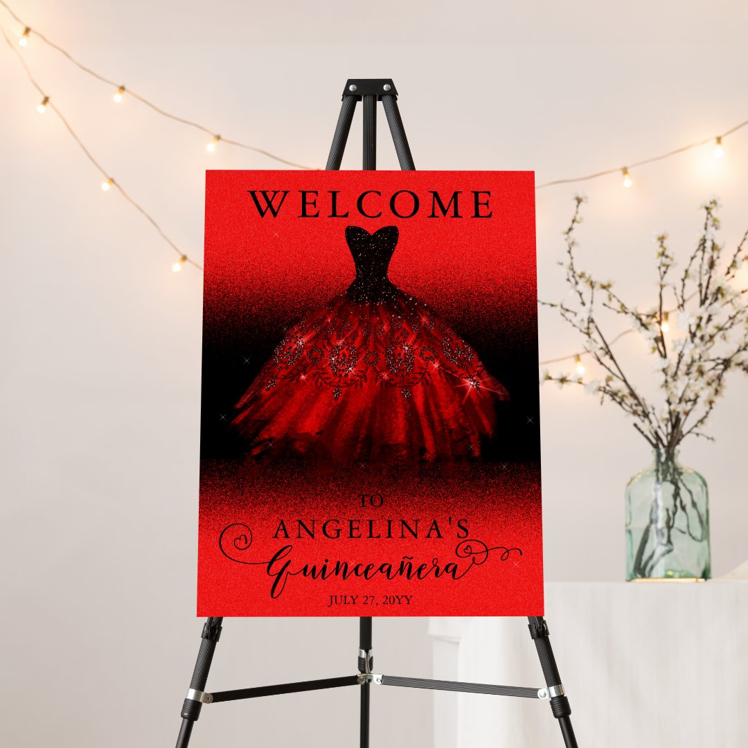 Elegant Ruby Red Spanish Gown Quinceañera Foam Board | Zazzle