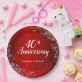 Elegant Ruby Red Swirl 40th Anniversary Paper Plates | Zazzle