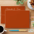 Elegant Rust Orange Calligraphy Address Wedding Envelope | Zazzle