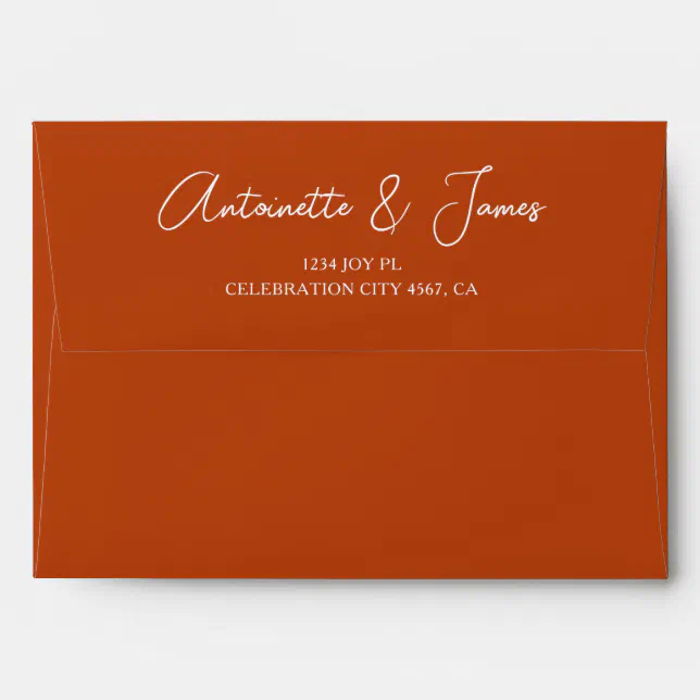 Elegant Rust Orange Calligraphy Address Wedding Envelope | Zazzle