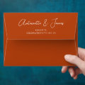 Elegant Rust Orange Calligraphy Address Wedding Envelope | Zazzle