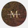Elegant Rust Orange Gold Floral Script Monogram Classic Round Sticker ...