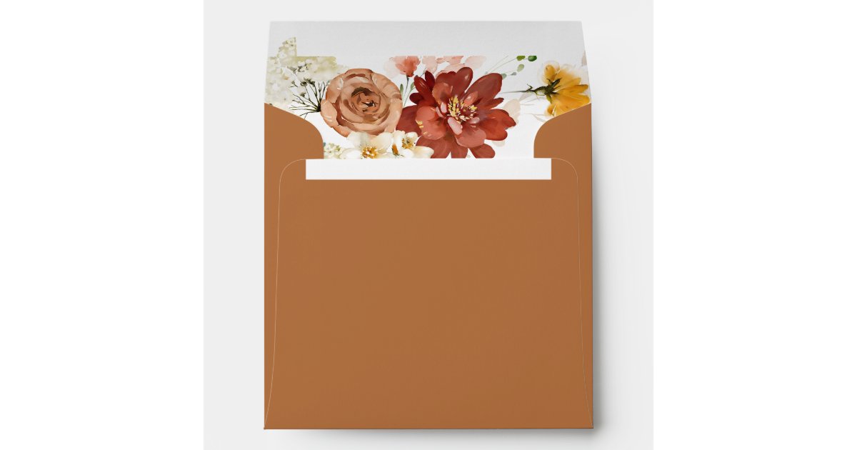 Elegant Rust Orange Watercolor Bridal Shower Envelope | Zazzle