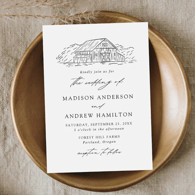 Elegant Rustic Barn Wedding Invitation | Zazzle