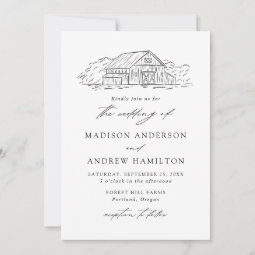 Elegant Rustic Barn Wedding Invitation | Zazzle