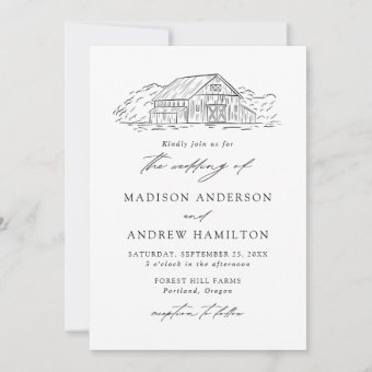 Elegant Rustic Barn Wedding Invitation | Zazzle