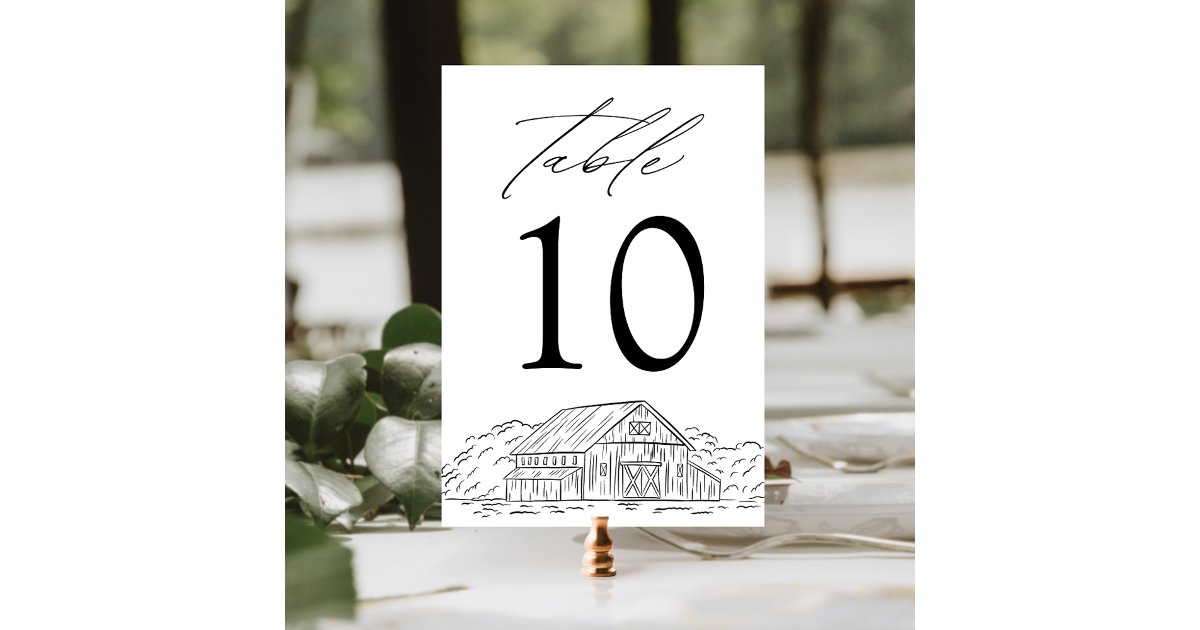 Elegant Rustic Barn Wedding Table Number | Zazzle