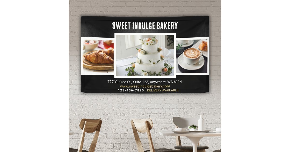 Elegant Rustic Black White Bakery Banner | Zazzle