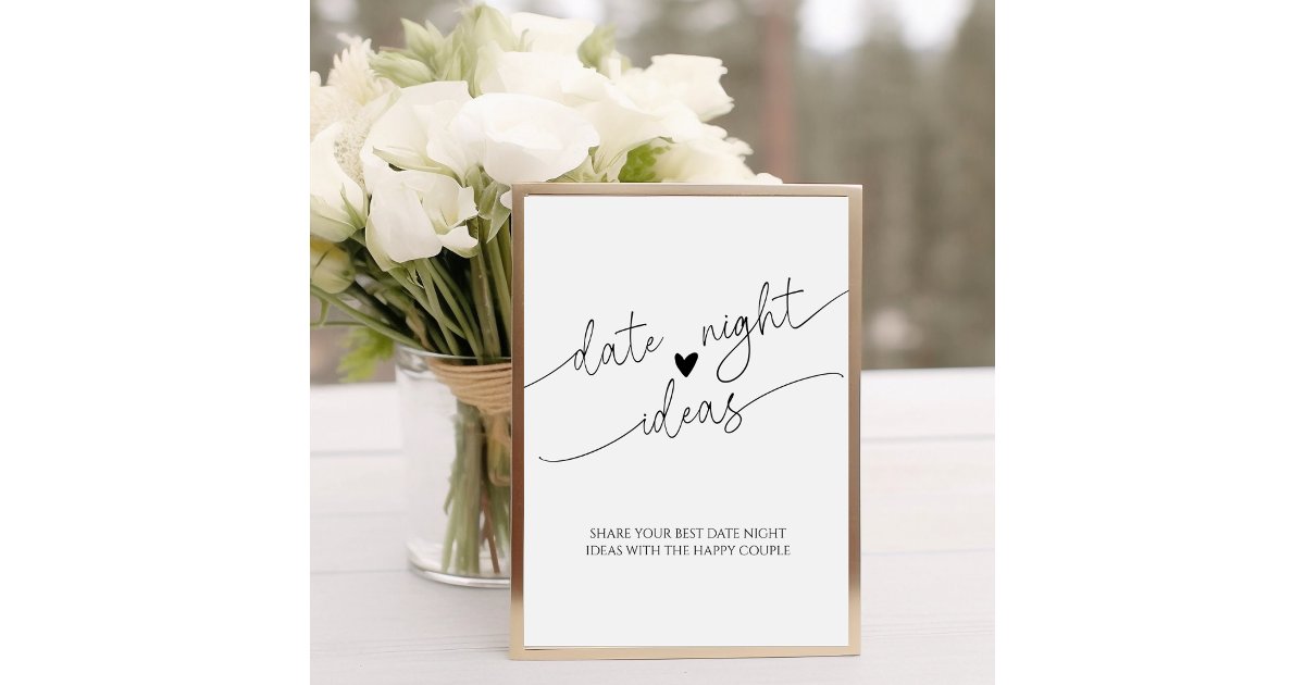 Elegant Rustic Calligraphy Date Night Ideas Sign | Zazzle