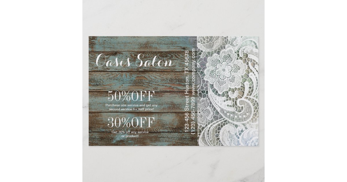 elegant rustic country white lace blue barn wood flyer | Zazzle