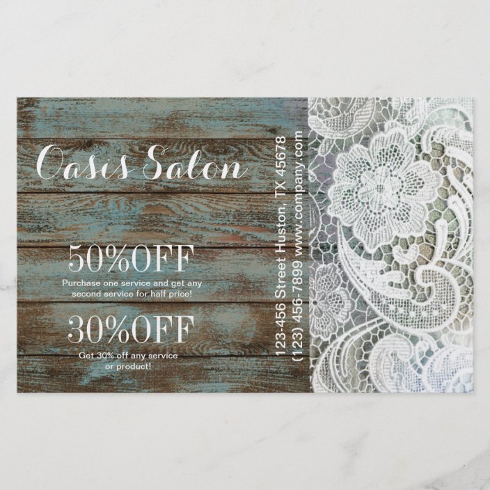 elegant rustic country white lace blue barn wood flyer | Zazzle.com