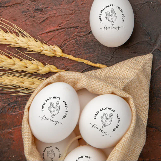 Elegant Rustic Custom Farm Name | Information Egg Rubber Stamp | Zazzle