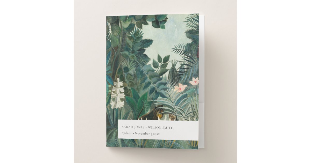 Elegant Rustic Exotic Tropical Rainforest Wedding Pocket Folder | Zazzle