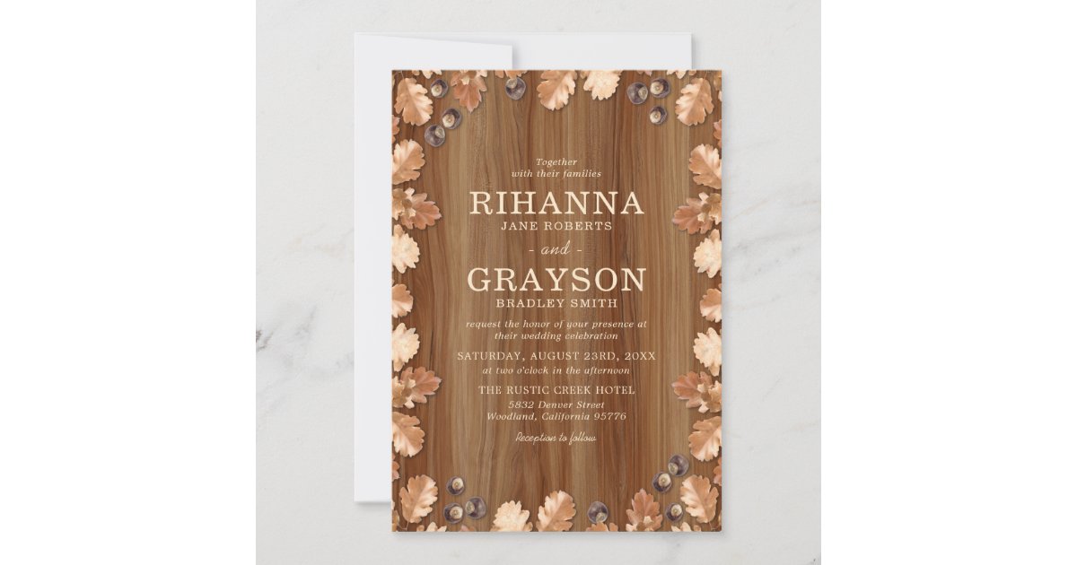 Elegant Rustic Fall Autumn Wedding Invitation | Zazzle