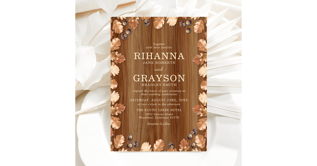 Elegant Rustic Fall Autumn Wedding Invitation | Zazzle