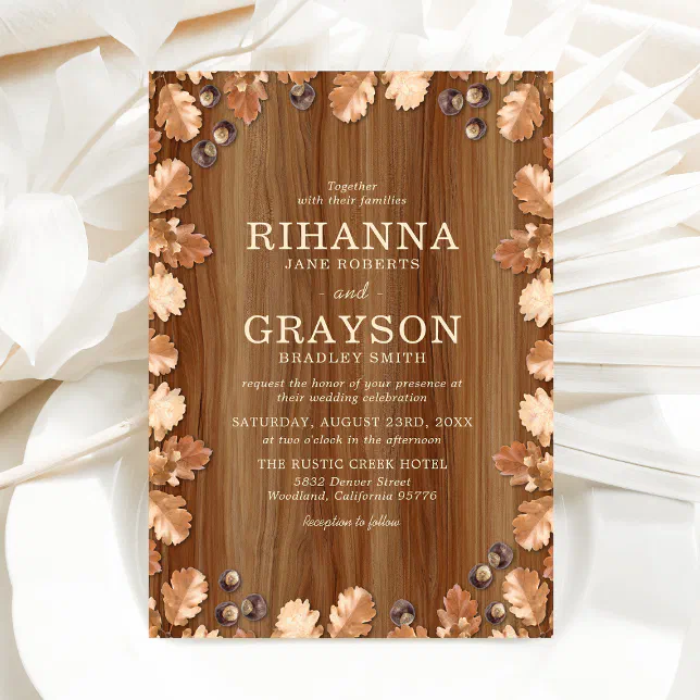 Elegant Rustic Fall Autumn Wedding Invitation | Zazzle