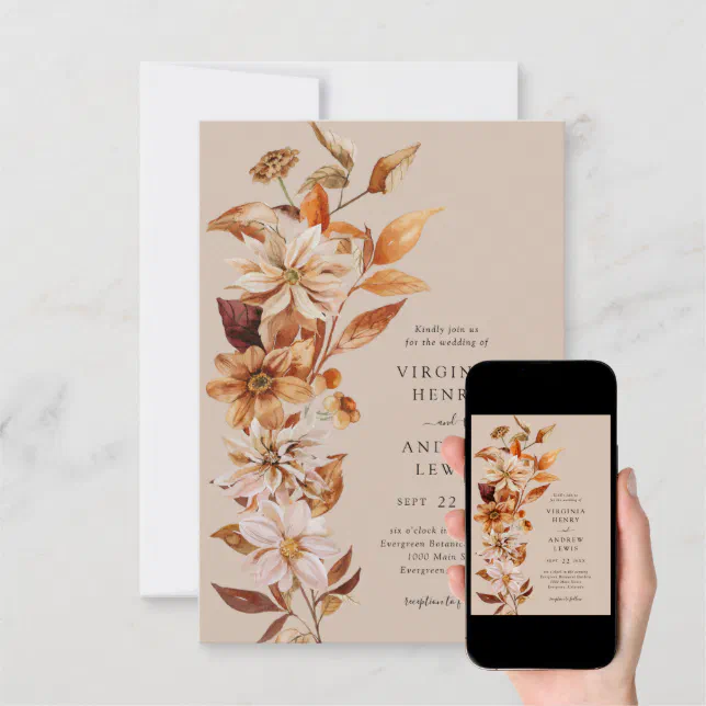 Elegant Rustic Fall Wedding Invitation | Zazzle