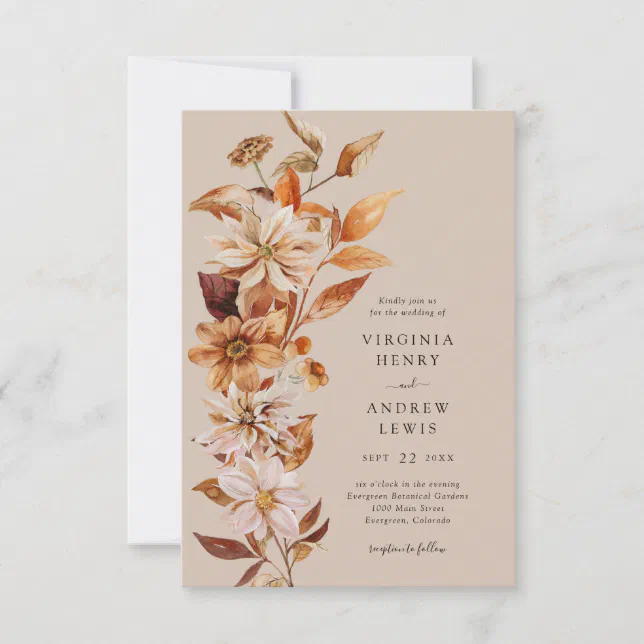 Elegant Rustic Fall Wedding Invitation | Zazzle