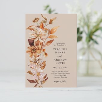 Elegant Rustic Fall Wedding Invitation | Zazzle