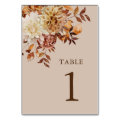 Elegant Rustic Fall Wedding Table Number | Zazzle
