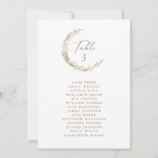 Elegant Rustic Floral Table Number Seating Chart | Zazzle