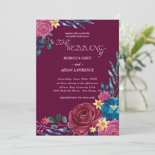 Elegant Rustic floral Wedding Invitation | Zazzle