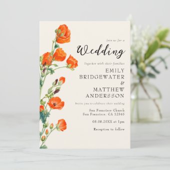 Elegant Rustic Floral Wedding Invitation | Zazzle